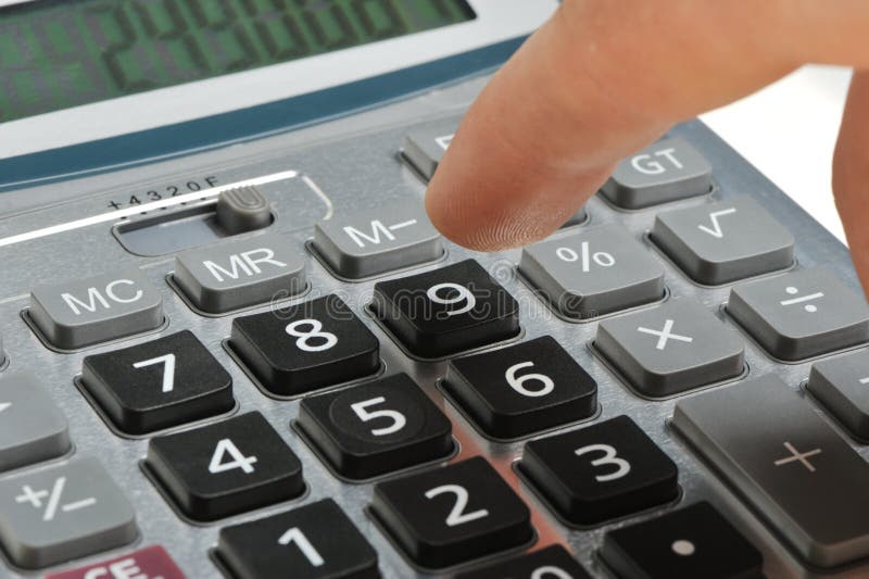 The Calculator and a Hand of the Man Stock Image - Image of data ...