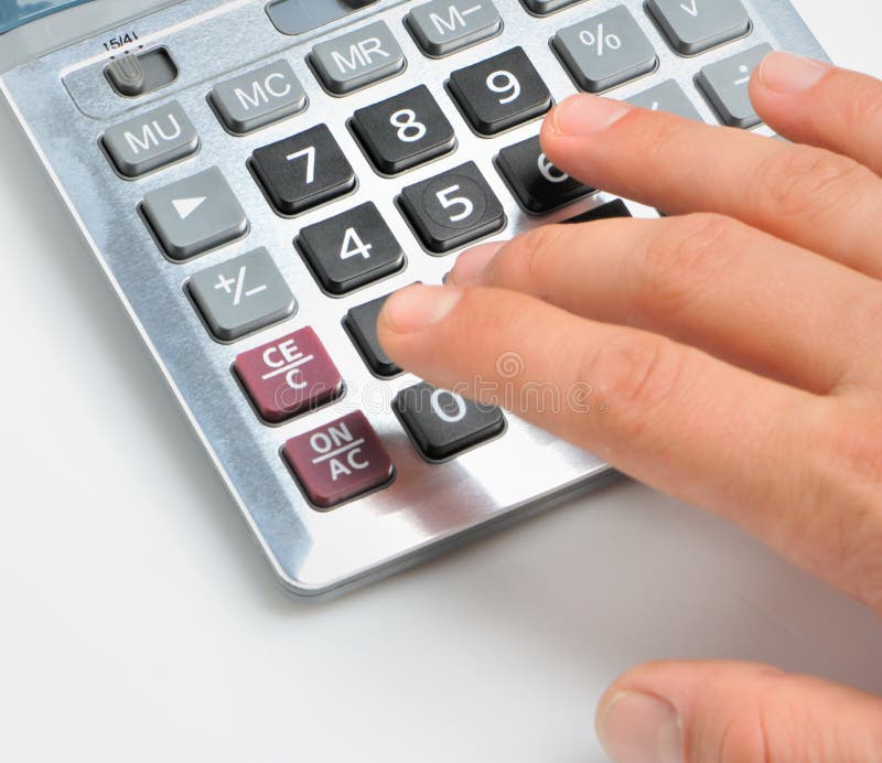 The Calculator and a Hand of the Man Stock Photo - Image of macro ...