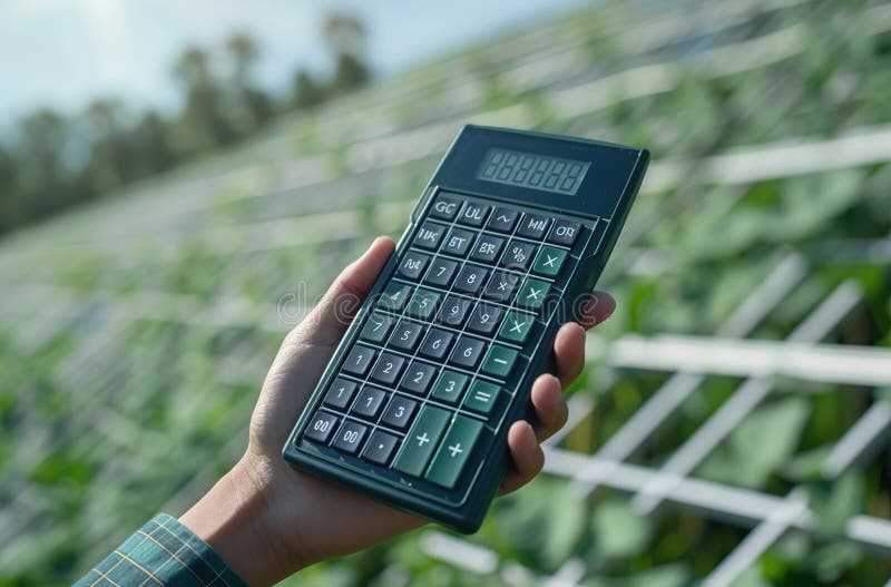 Calculator Held in a Hand in a Field Stock Illustration - Illustration ...