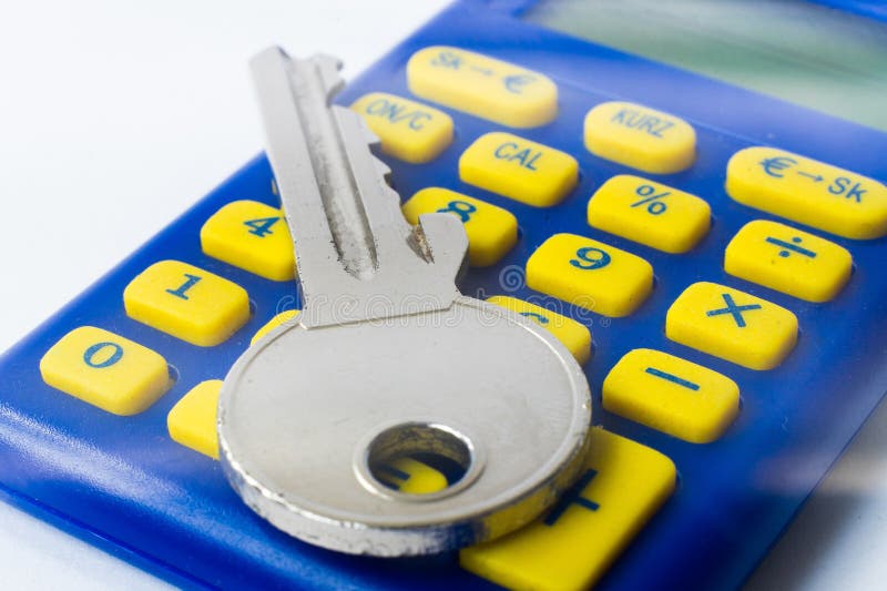 The Calculator and Home Key Macro Closeup, White Background Stock Photo ...