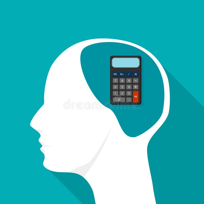 The Calculator is in the Human Head. Brain Concept with Calculation ...