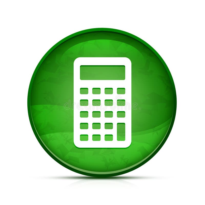 Calculator Icon on Classy Splash Green Round Button Illustration Stock ...