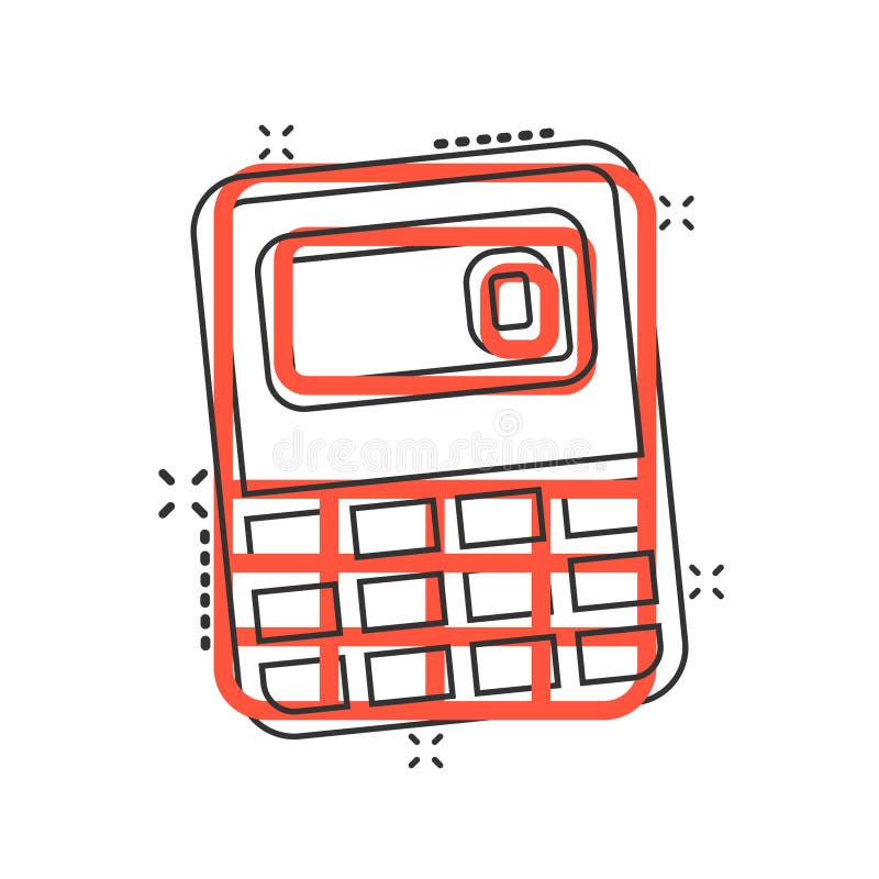 Calculator Icon in Comic Style. Calculate Cartoon Vector Illustration ...