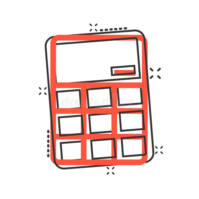 Calculator Icon in Comic Style. Calculate Cartoon Vector Illustration ...