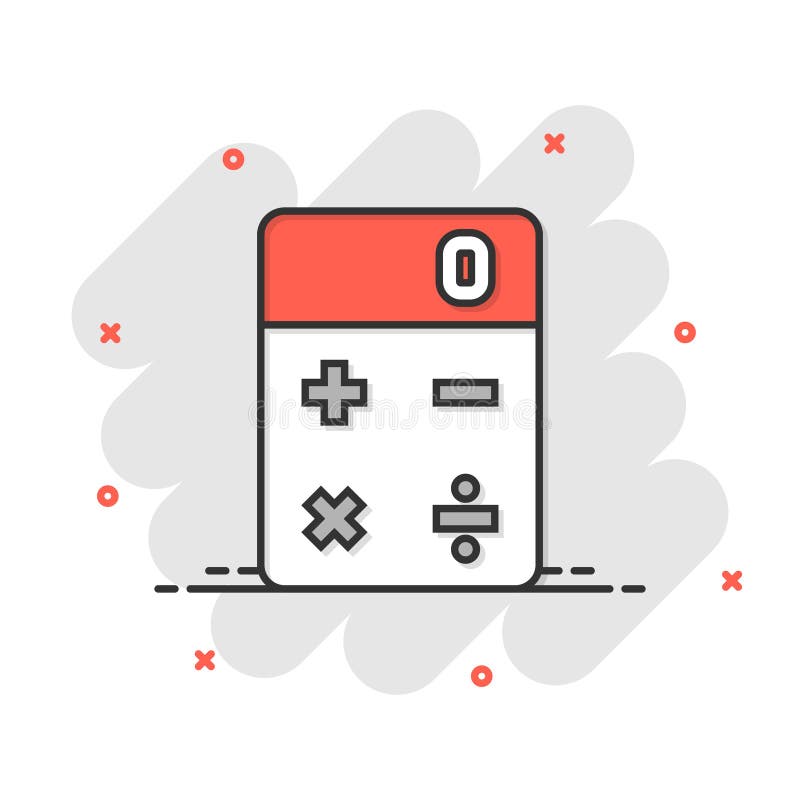 Calculator Icon in Comic Style. Calculate Cartoon Vector Illustration ...