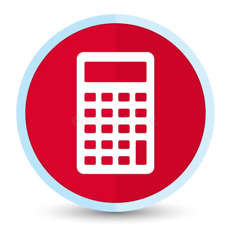 Calculator Icon Flat Prime Red Round Button Stock Vector - Illustration ...