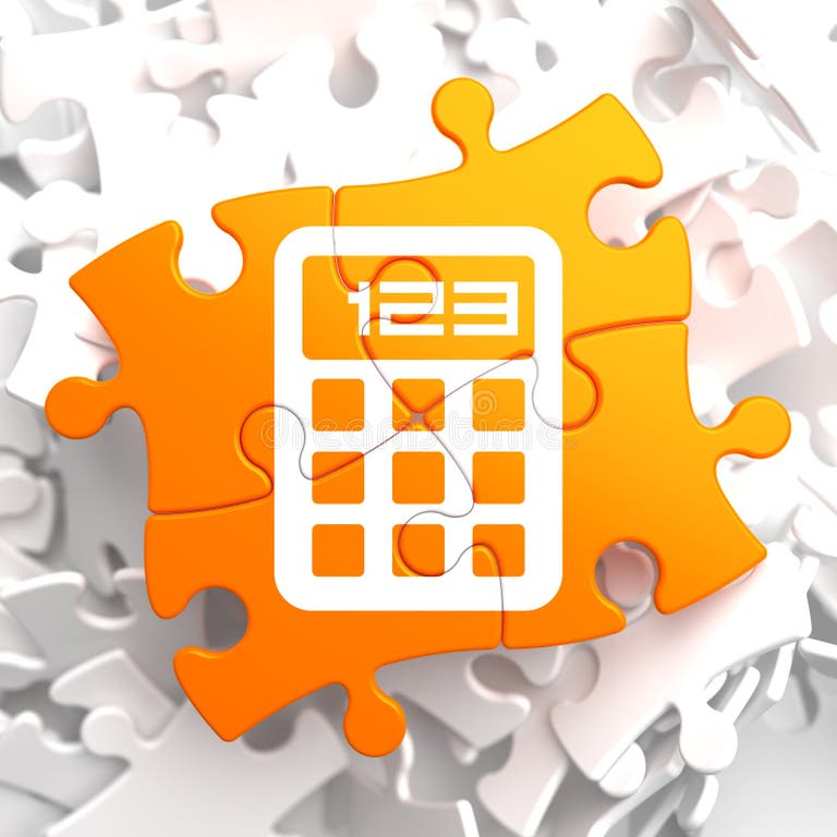 Calculator Icon on Orange Puzzle. Stock Illustration - Illustration of ...