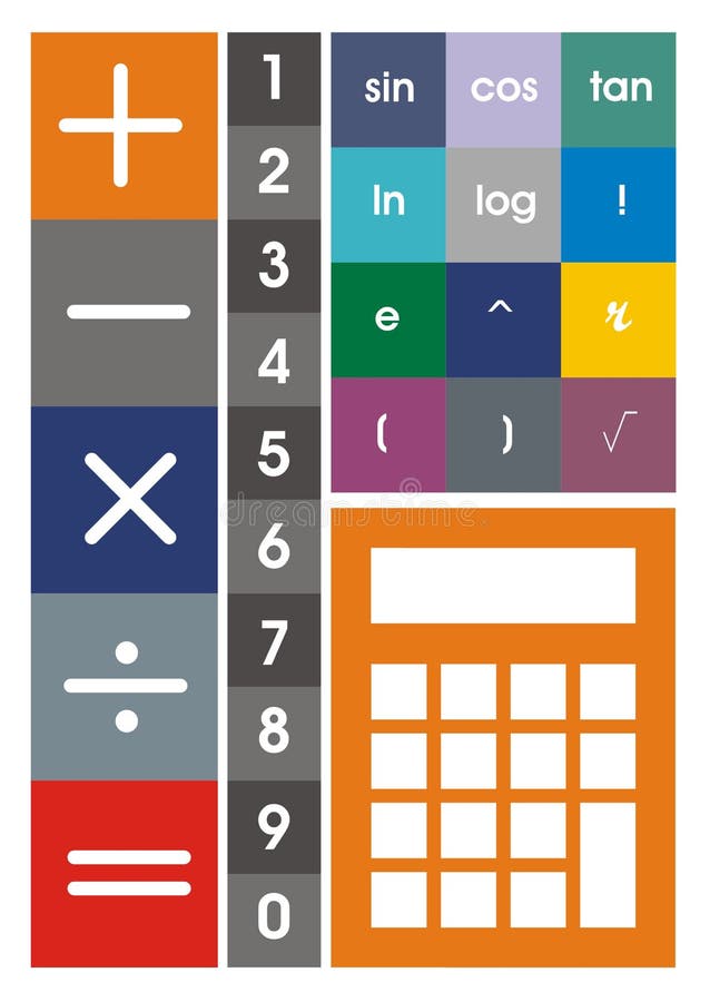 Calculator Icon Set in Colour Stock Illustration - Illustration of ...