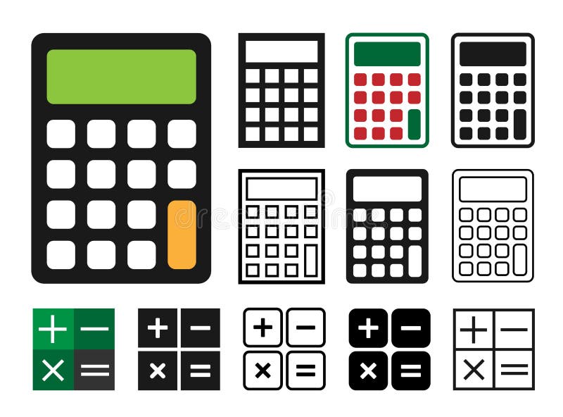 Calculator Icon Set. Flat Calculator Symbol, Illustration â€“ Vector ...