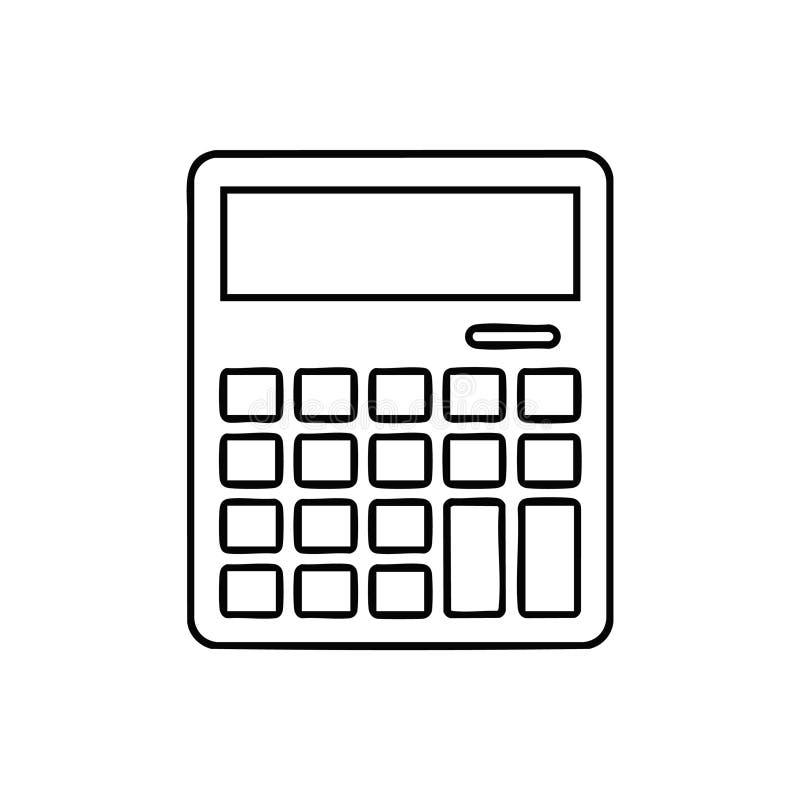 Calculator Icon with Simple Black Outline and Rectangular Buttons for ...