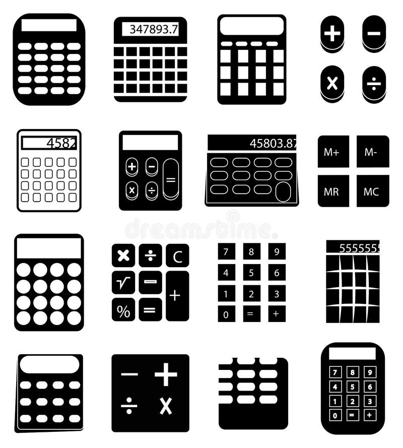 Black Calculator icons set stock vector. Illustration of arrow - 39005675