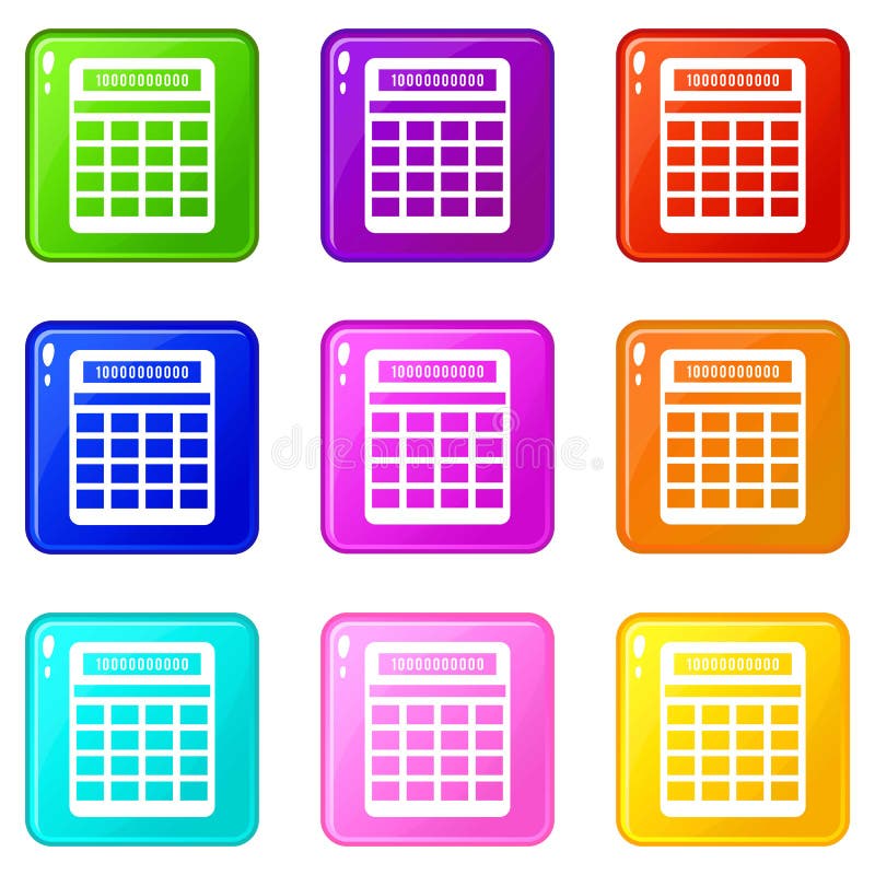 Calculator icons 9 set stock vector. Illustration of calculation - 96094211