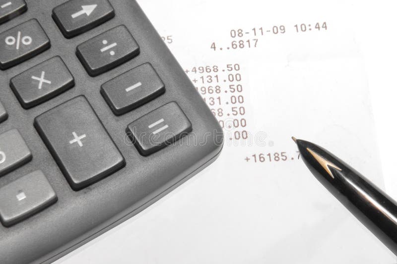 A Calculator, Ink Pen, and Financial Statement Stock Image - Image of ...