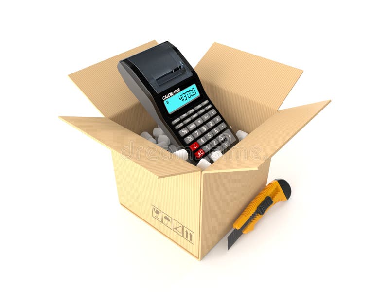 Calculator inside package stock illustration. Illustration of data ...