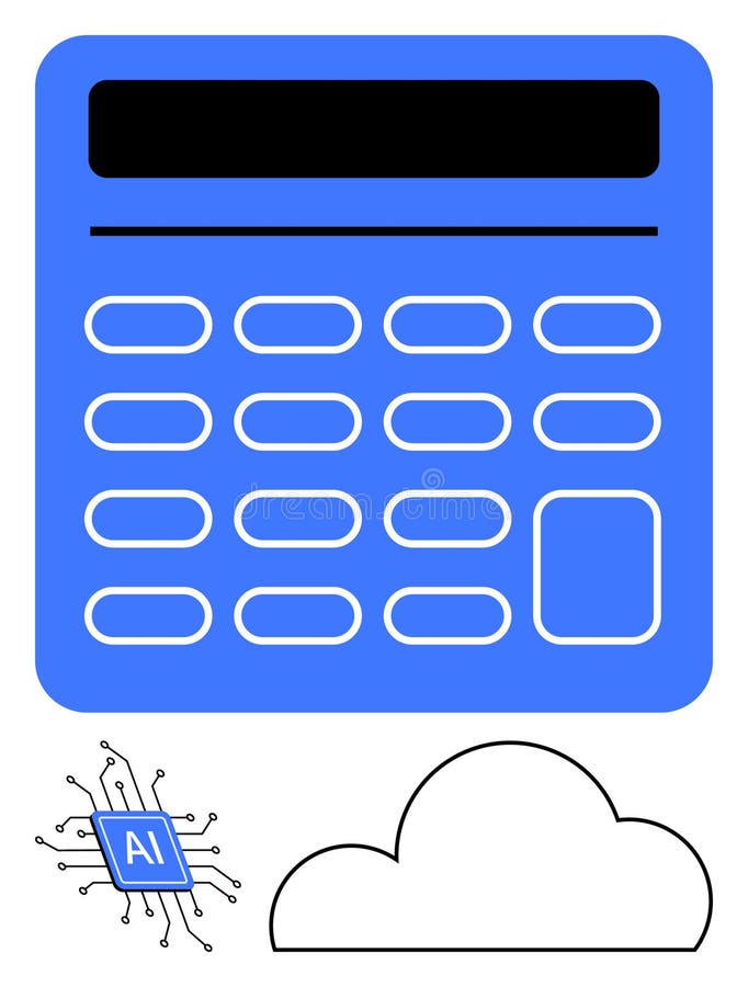 Calculator with AI Chip and Cloud Illustrating Modern Computing and ...