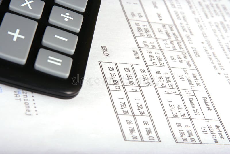 Calculator with invoice stock photo. Image of economy - 7007066