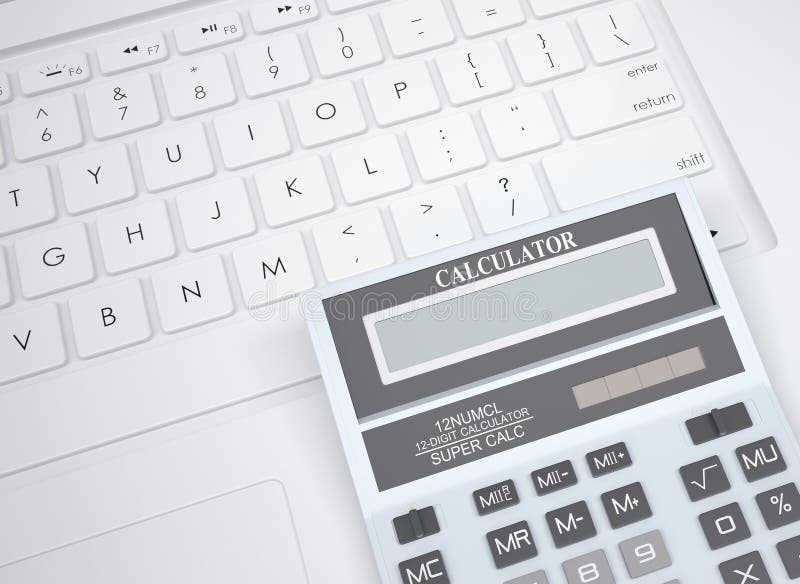 Calculator on the keyboard stock illustration. Illustration of desktop ...
