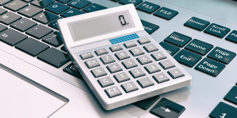 Calculator on a Laptop. 3d Illustration Stock Illustration ...