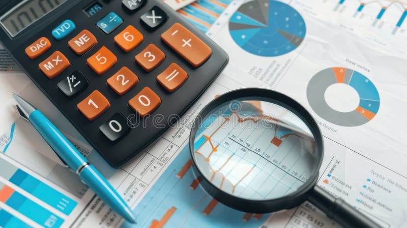 The Calculator and Magnifying Glass.AI Generated Image Stock Image ...