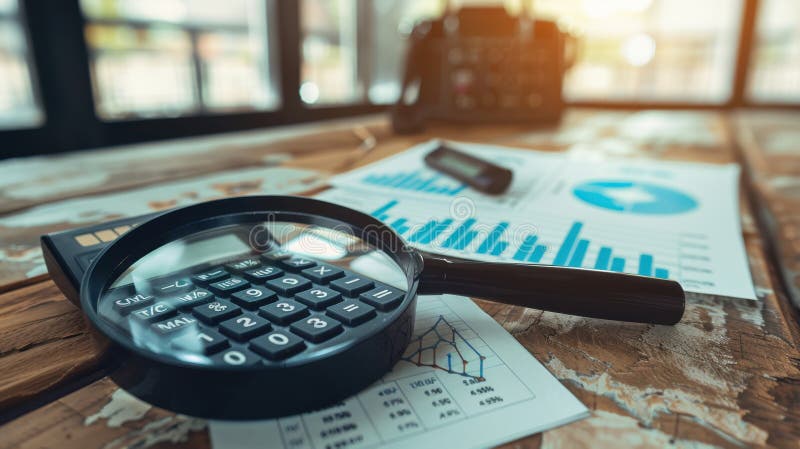 The Calculator and Magnifying Glass. AI Generated Stock Illustration ...