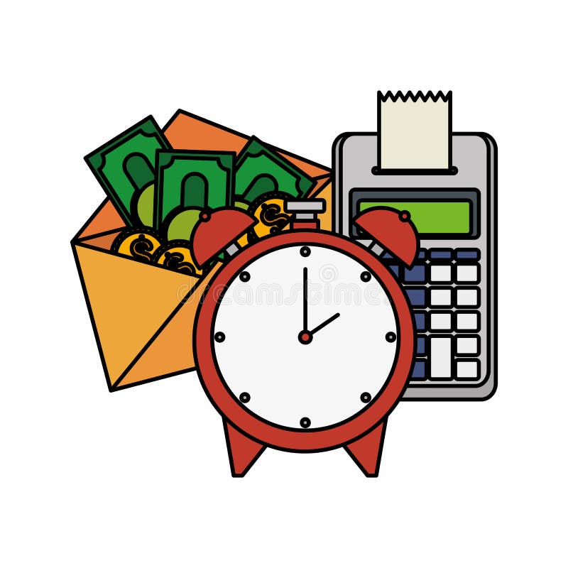 Calculator Math with Alarm Clock and Envelope Stock Vector ...