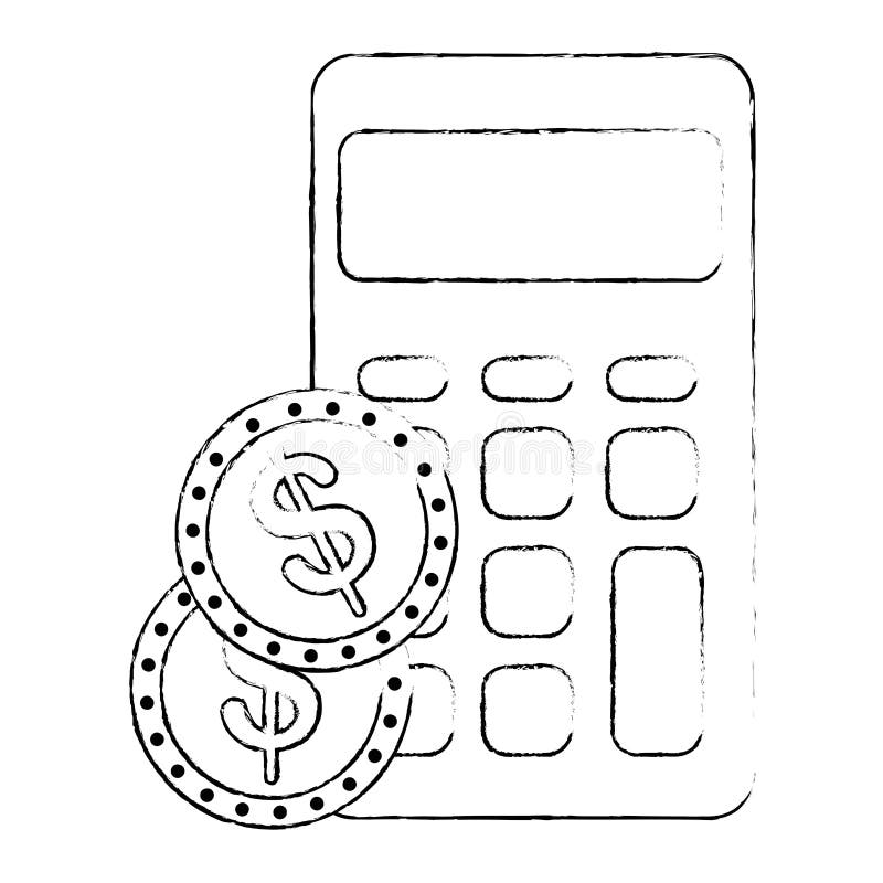 Calculator math with coins stock illustration. Illustration of ...
