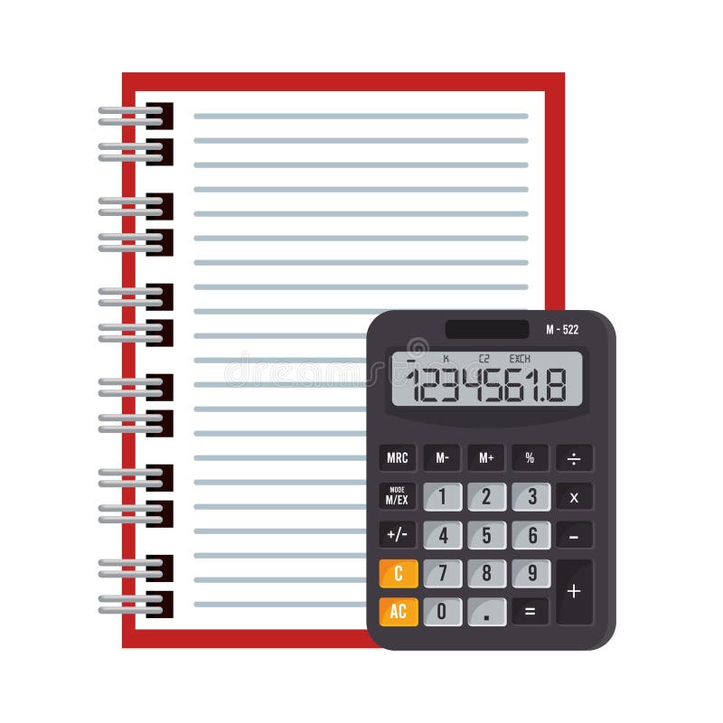 Calculator Math Device With Notebook Stock Vector - Illustration of ...
