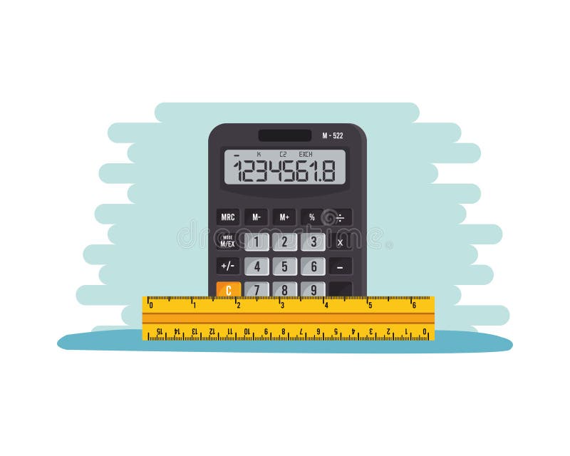 Calculator Math Device with Rule Supplies Stock Vector - Illustration ...