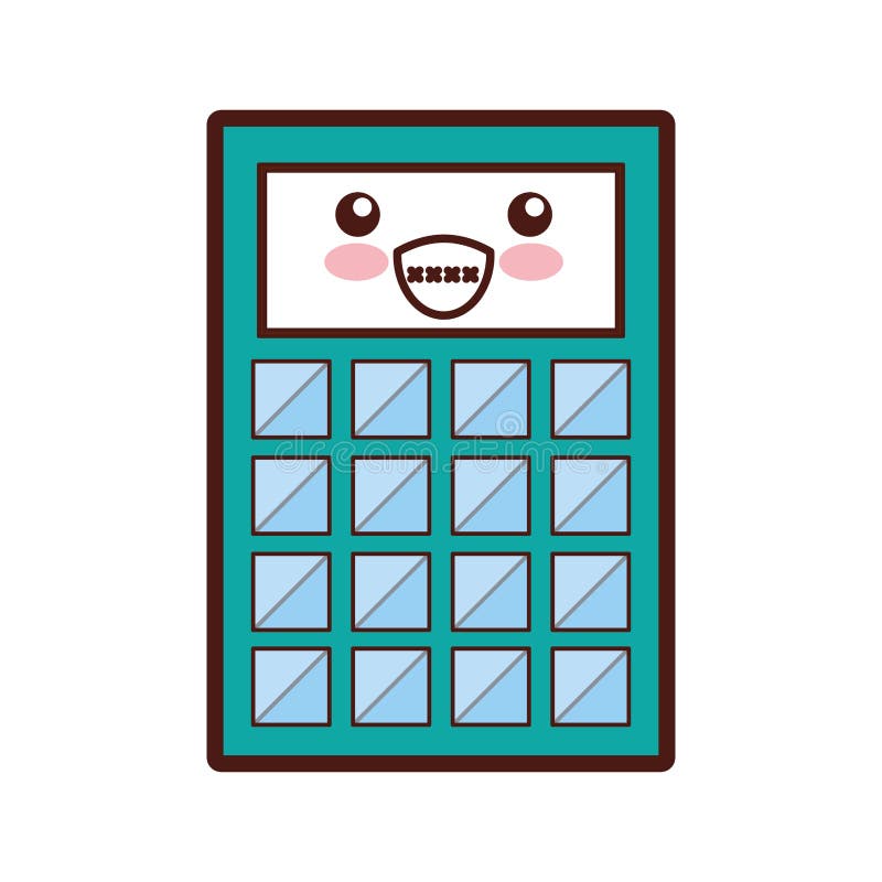Calculator Math Kawaii Character Stock Vector - Illustration of element ...