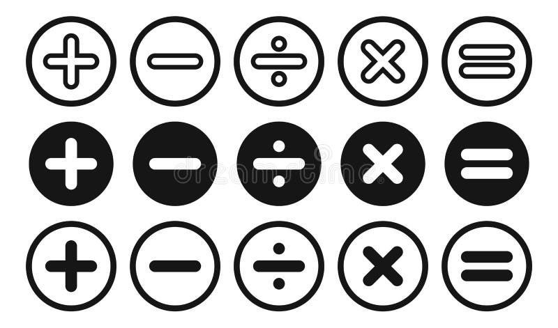 Calculator Icon Set. Mathematic Symbols Collection. Math Color Sign ...
