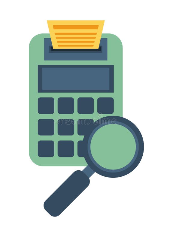 Calculator Math with Magnifying Glass Stock Vector - Illustration of ...