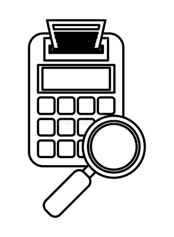 Calculator Math with Magnifying Glass Stock Vector - Illustration of ...