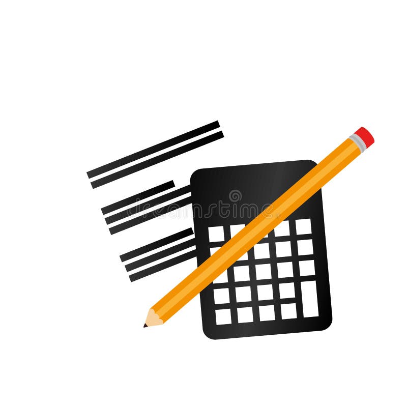 Calculator Math with Pencil Isolated Icon Stock Vector - Illustration ...