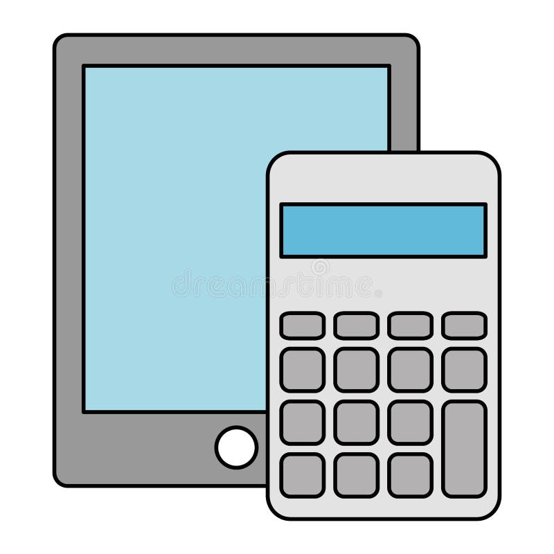 Calculator Math with Tablet Stock Illustration - Illustration of school ...