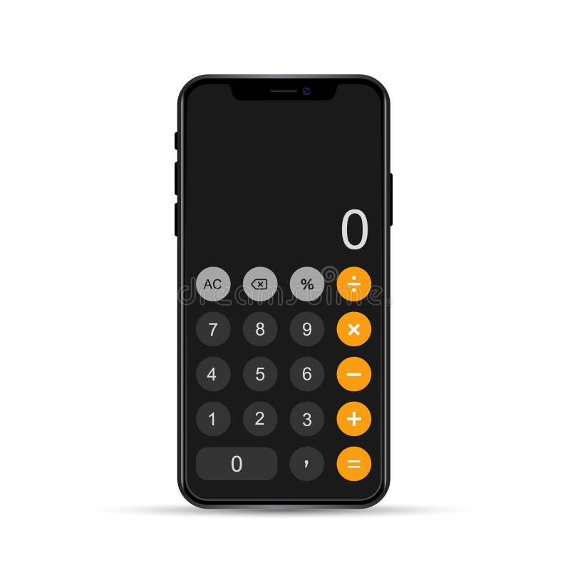 Calculator in Mobile Phone Isolated on White Background. Smartphone ...