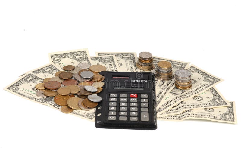 Calculator and money stock image. Image of dollars, currency - 22189469