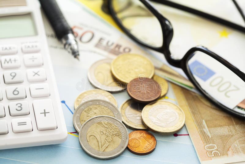 Calculator and money stock image. Image of money, account - 66740653