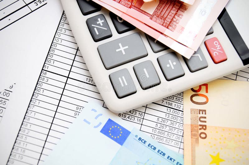 The Calculator and Money. on Documents Stock Image - Image of ...