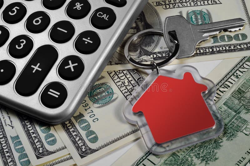 Calculator, Money and House Key Stock Photo - Image of office ...