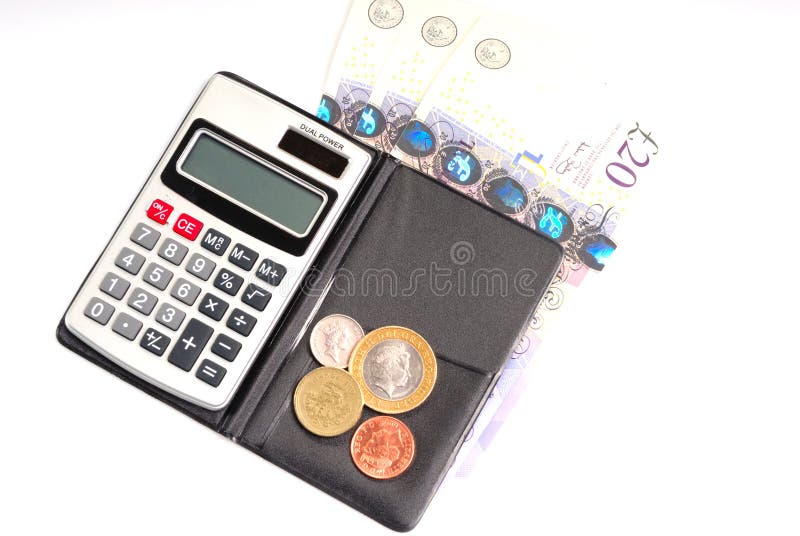 Calculator and Money Isolated Editorial Photo - Image of coin, crunch ...