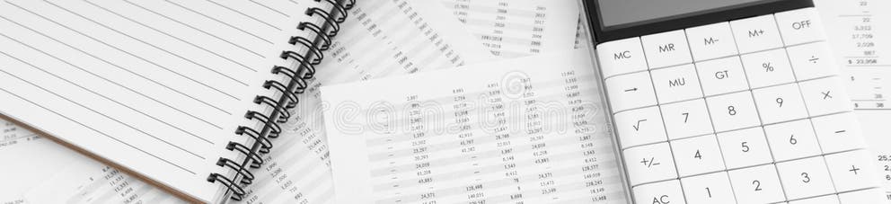 Calculator and Notebook Lying on Financial Statement . Financial ...