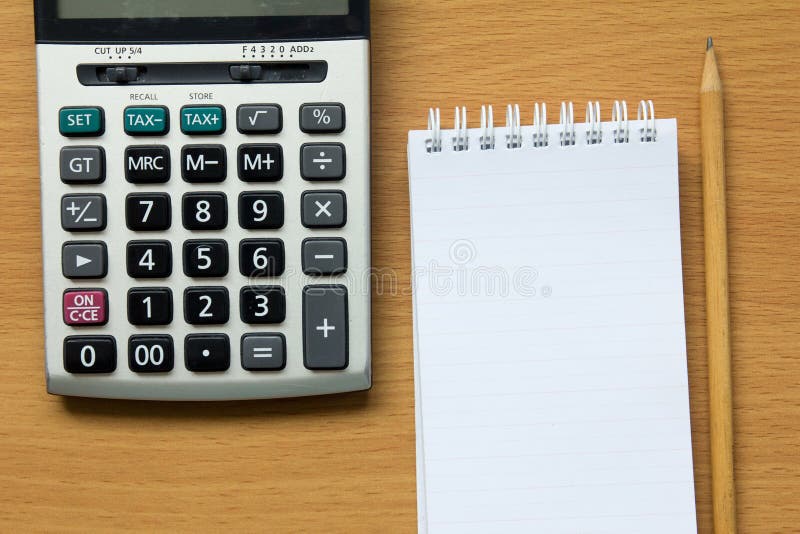 Calculator, Notebook and Pencil Stock Image - Image of calculate ...