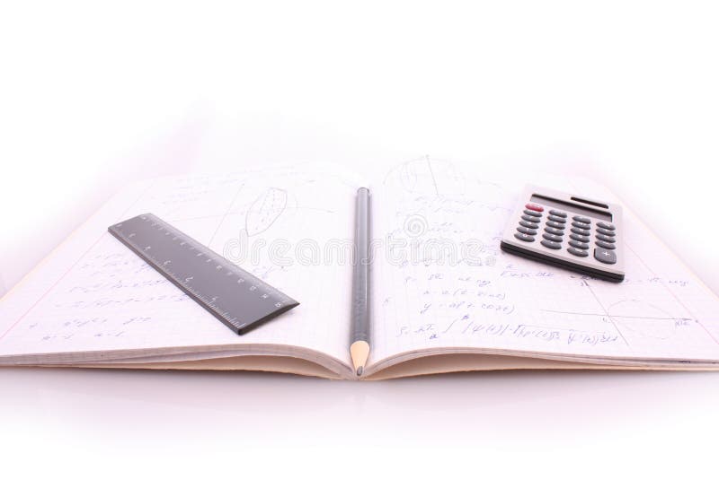 Calculator on notepad stock photo. Image of formula, ruler - 11171792