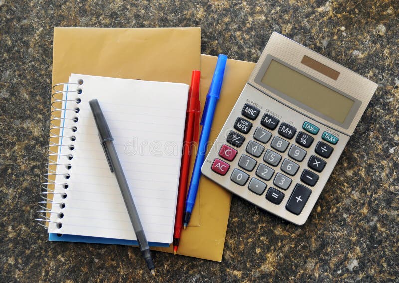 Calculator with notepad stock image. Image of digital - 14473987