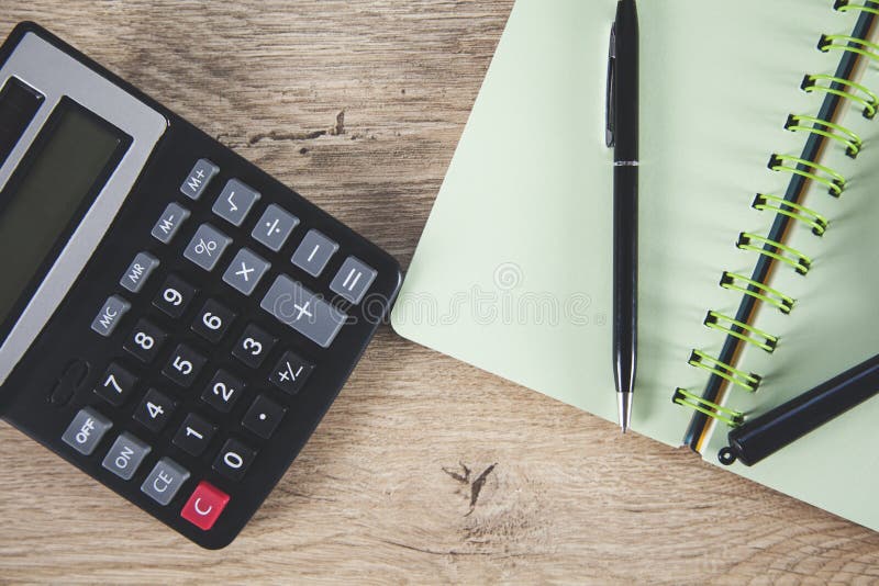 Calculator with Notepad and Coffee with Text Work from Home Stock Image ...