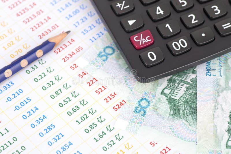 Calculator and Notes on the Account Sheet Stock Image - Image of ...