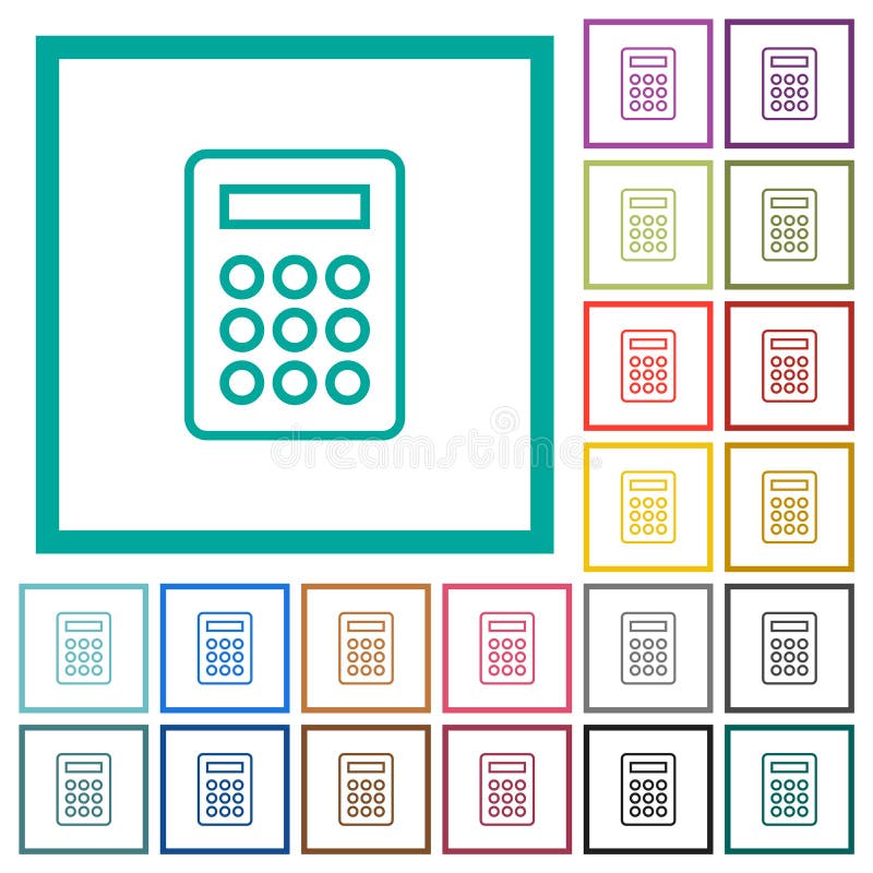 Calculator Outline Flat Color Icons with Quadrant Frames Stock Vector ...