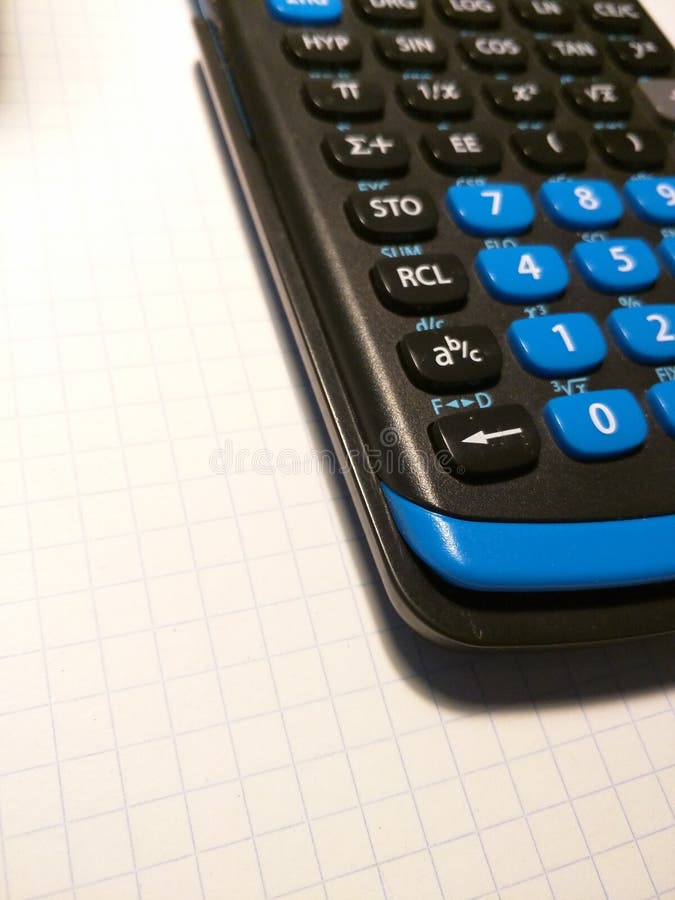 Calculator on Paper stock image. Image of blue, school - 79596005