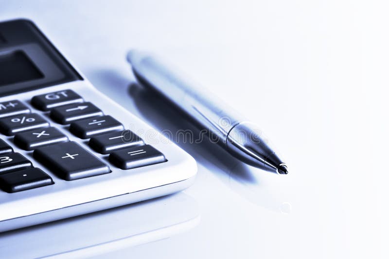 Calculator and pen stock image. Image of finance, data - 16310007
