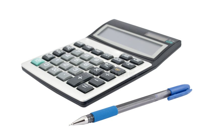 Calculator and a pen stock photo. Image of percentage - 17602708
